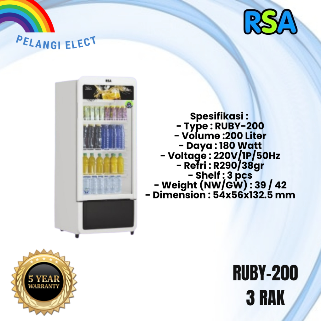 Jual RSA Showcase Display Cooler Ruby 200 / Pendingin Minuman - Chiller 200 Liter | Shopee Indonesia