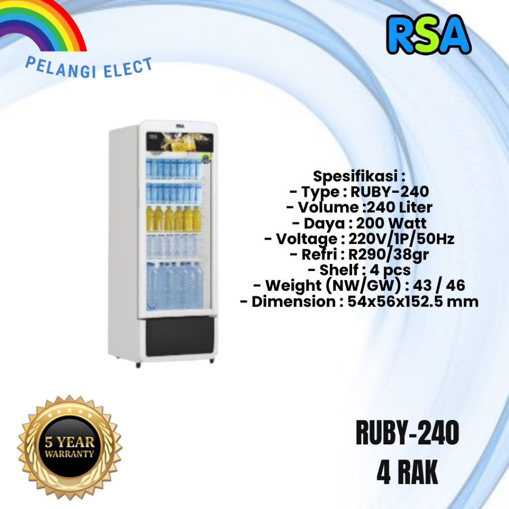 Jual RSA Display Cooler Ruby 240 / Pendingin Minuman Showcase Chiller ...