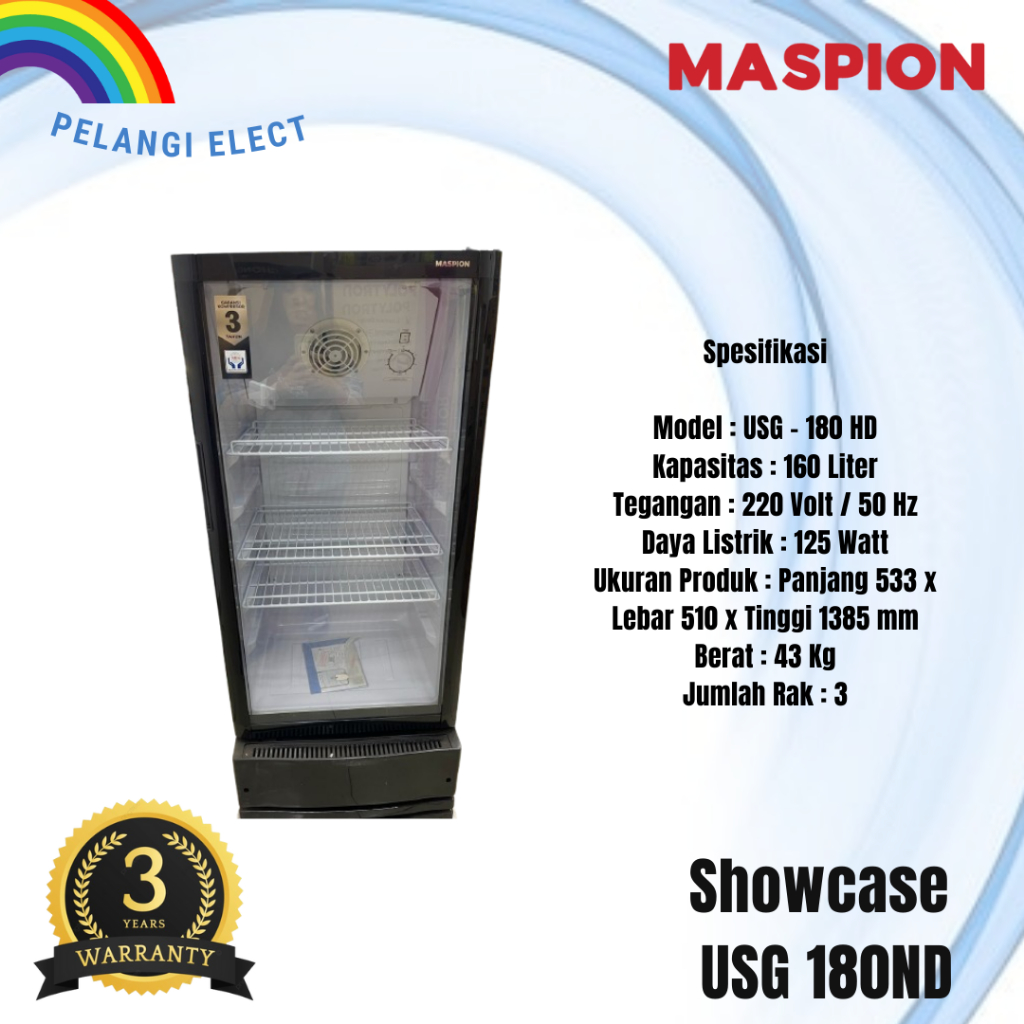 Jual Maspion Lemari Pendingin Showcase 180 Liter USG-180 ND C | Shopee ...
