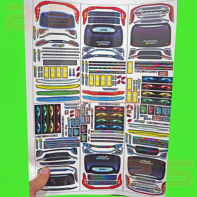 Jual STIKER VINYL LAMINASI MINIATUR LAMPU BUS UKURAN A4 BELUM DIPOTONG ...