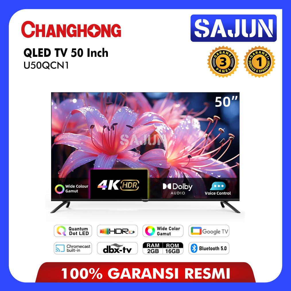 Jual Changhong QLED TV 4K 50inch Google Smart TV Digital TV (U50QCN1) | Shopee Indonesia