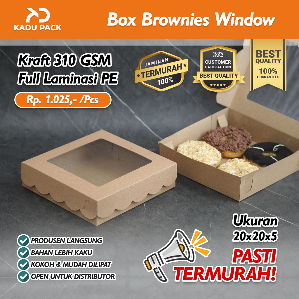 Jual RN (20 Pcs) Dus Pizza Dus Kue Snack Box 20x20x5 Dus Donat Window ...