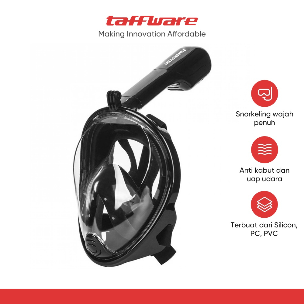 Jual TaffSPORT Masker Full Face Scuba Diving Snorkeling- M2068G - Black ...