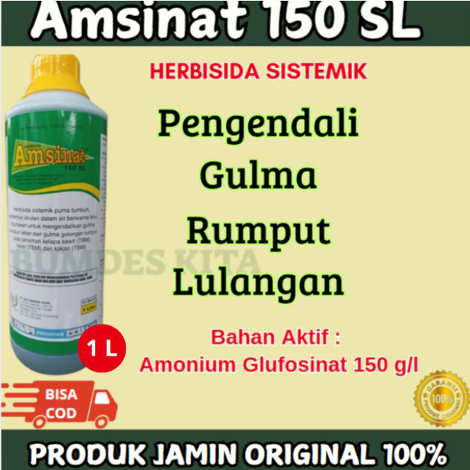Jual AMSINAT 150 SL OBAT RACUN RUMPUT LULANGAN 100 ML REPACK HERBISIDA SISTEMIK AMONIUM ...