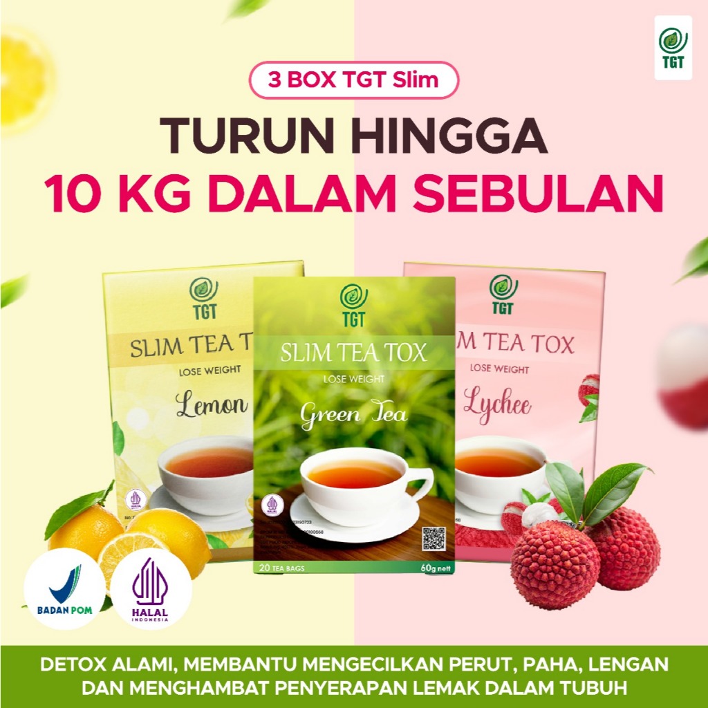 Jual PROMO TGT Slim Tea Tox Green Tea - Lemon - Lychee / Leci - Teh ...