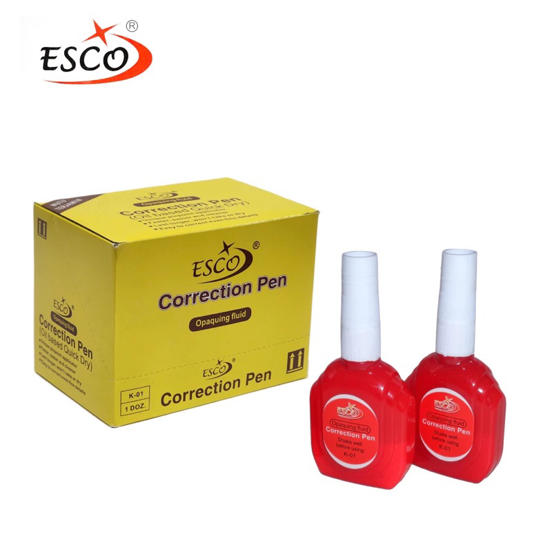 Jual Tip-Ex Esco Fluid Correction Tape 1 kotak / Tip-ex Botol wisco ...