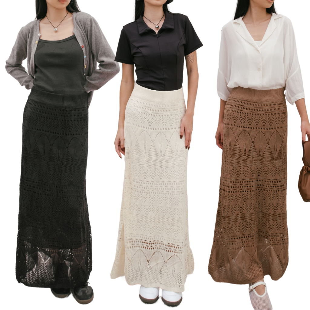 Jual CWJ LAMIA LONG SKIRT / Rok Wanita / Rok Rajut / Knit Skirt / Rok ...
