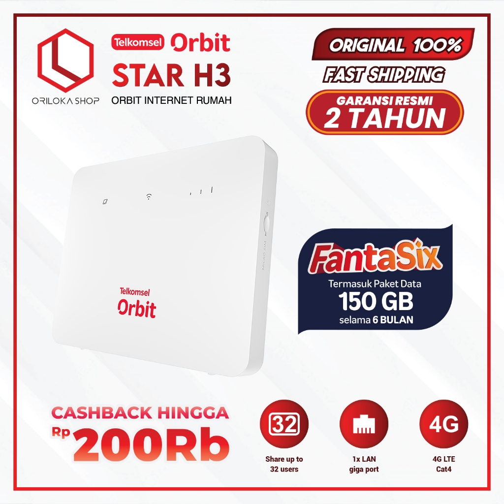 Jual Telkomsel Orbit Star H3 / Huawei B313 Modem Wifi Router Wireless ...