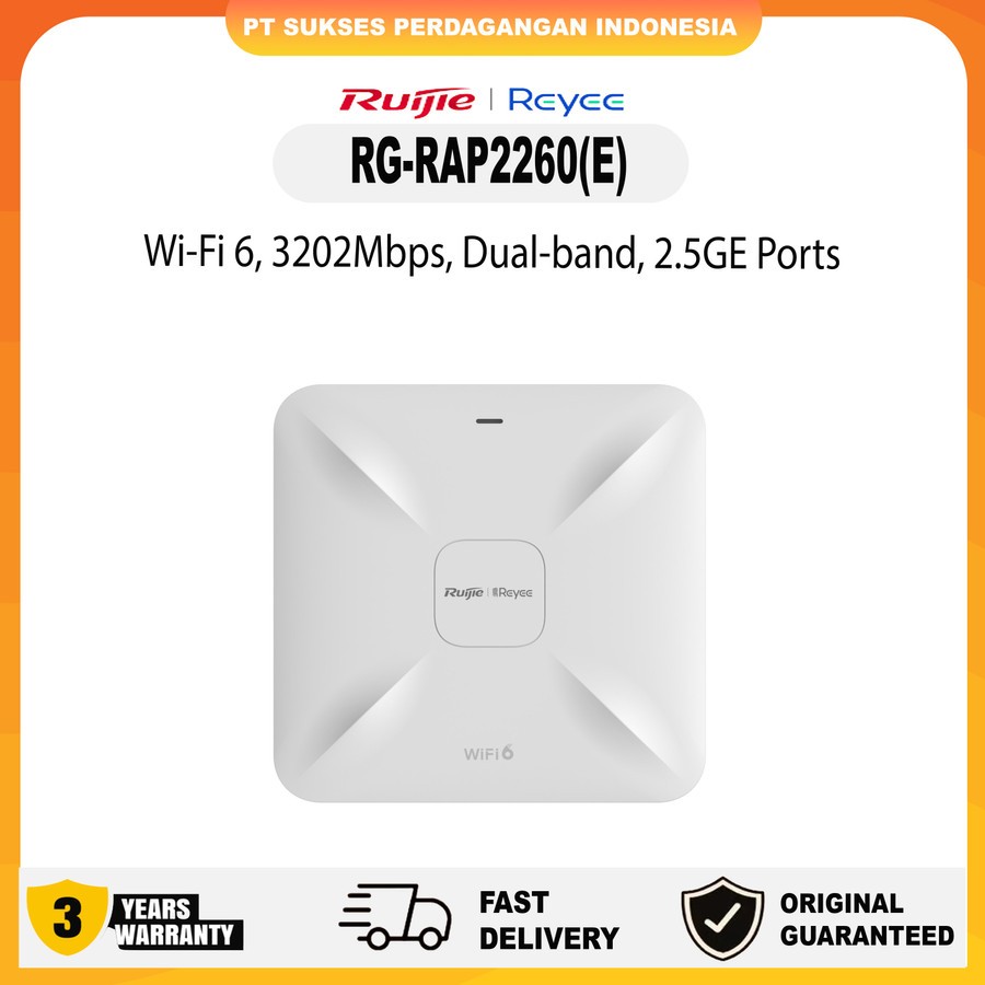 Jual Reyee Ruijie RG-RAP2260(E) Reyee Wi-Fi 6 3202Mbps Multi-G Ceiling Access Point | Shopee ...