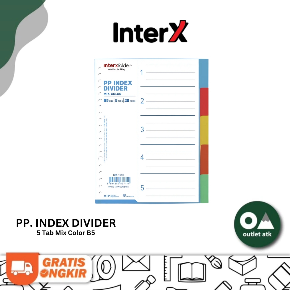 Jual Index Divider 5 Tabs B5 Inter X per pack | Shopee Indonesia