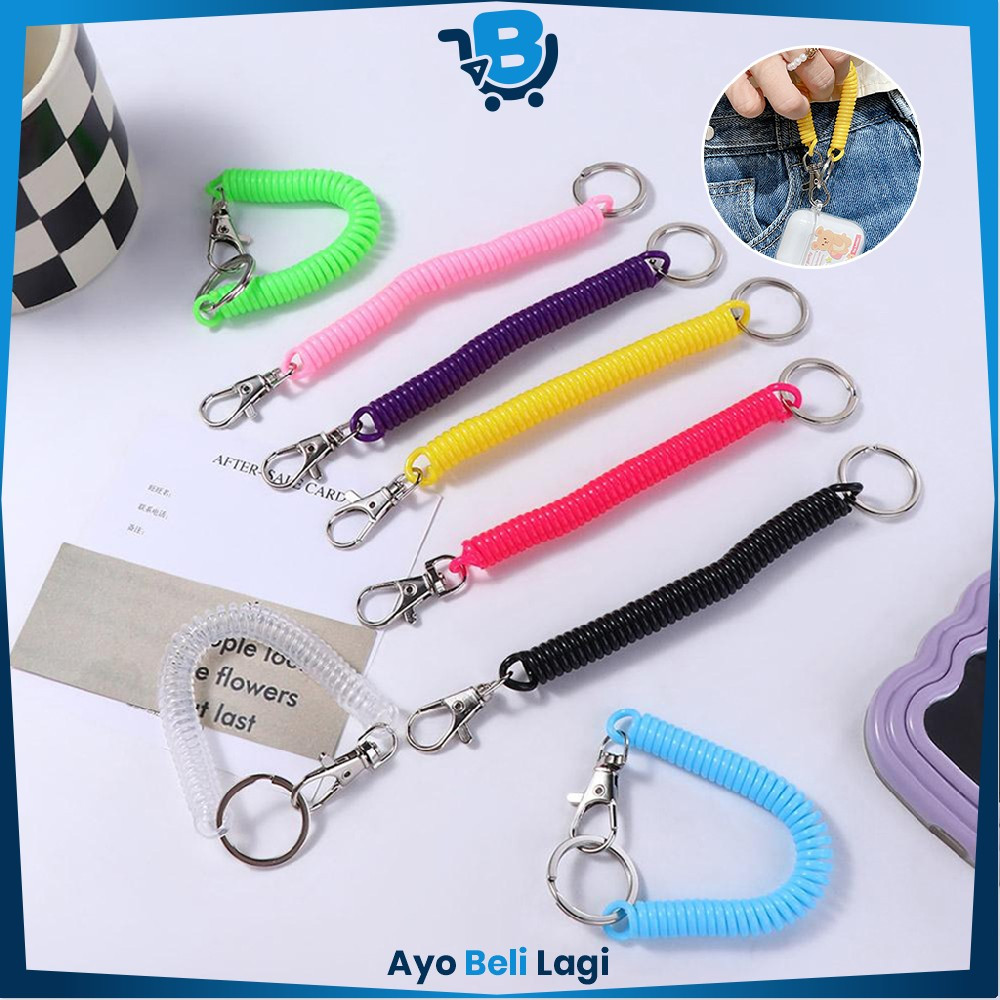 Jual Gantungan Kunci Spring Tali Karet Elastis Anti Hilang / Keychain ...