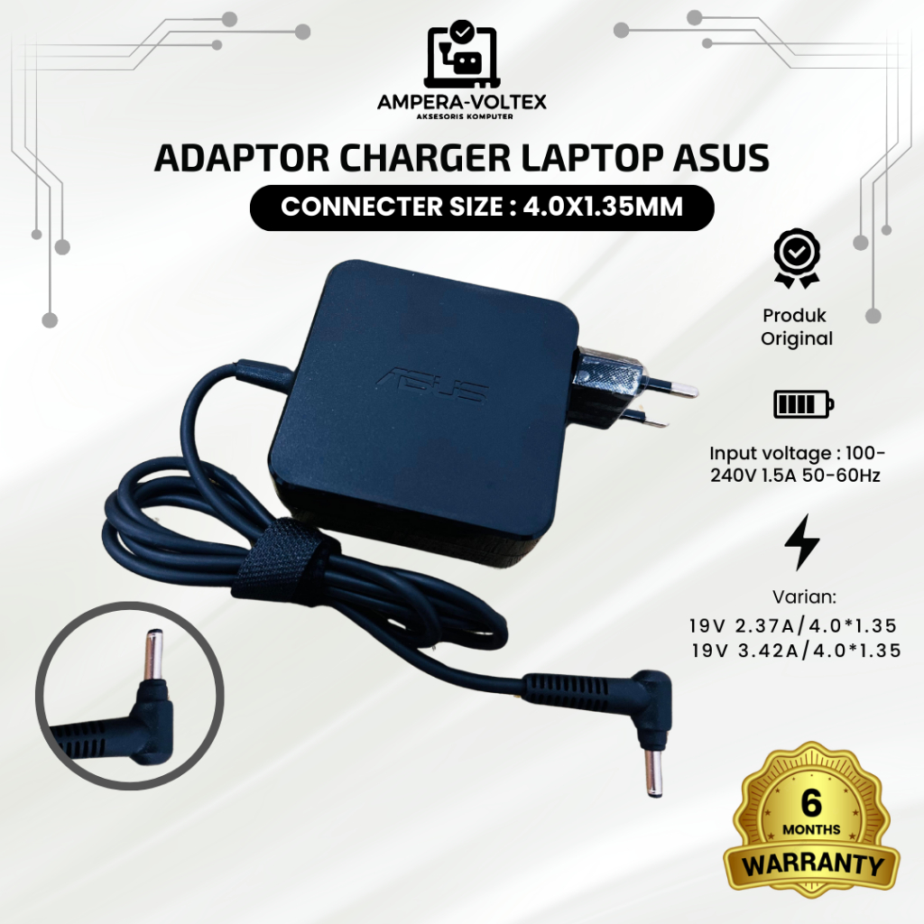 Jual Adaptor Charger Laptop Asus Pin Kecil 19V-2.37A/ 4.0X1.35mm ...