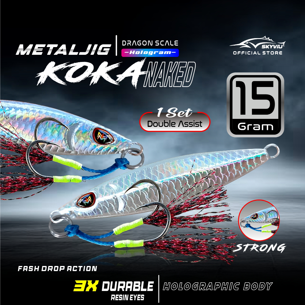 Jual Micro Jig 15 Double Assist SKYVIU KOKA Naked Hologram Sisik Silver Mikro Jig 15gr Metal Jig ...