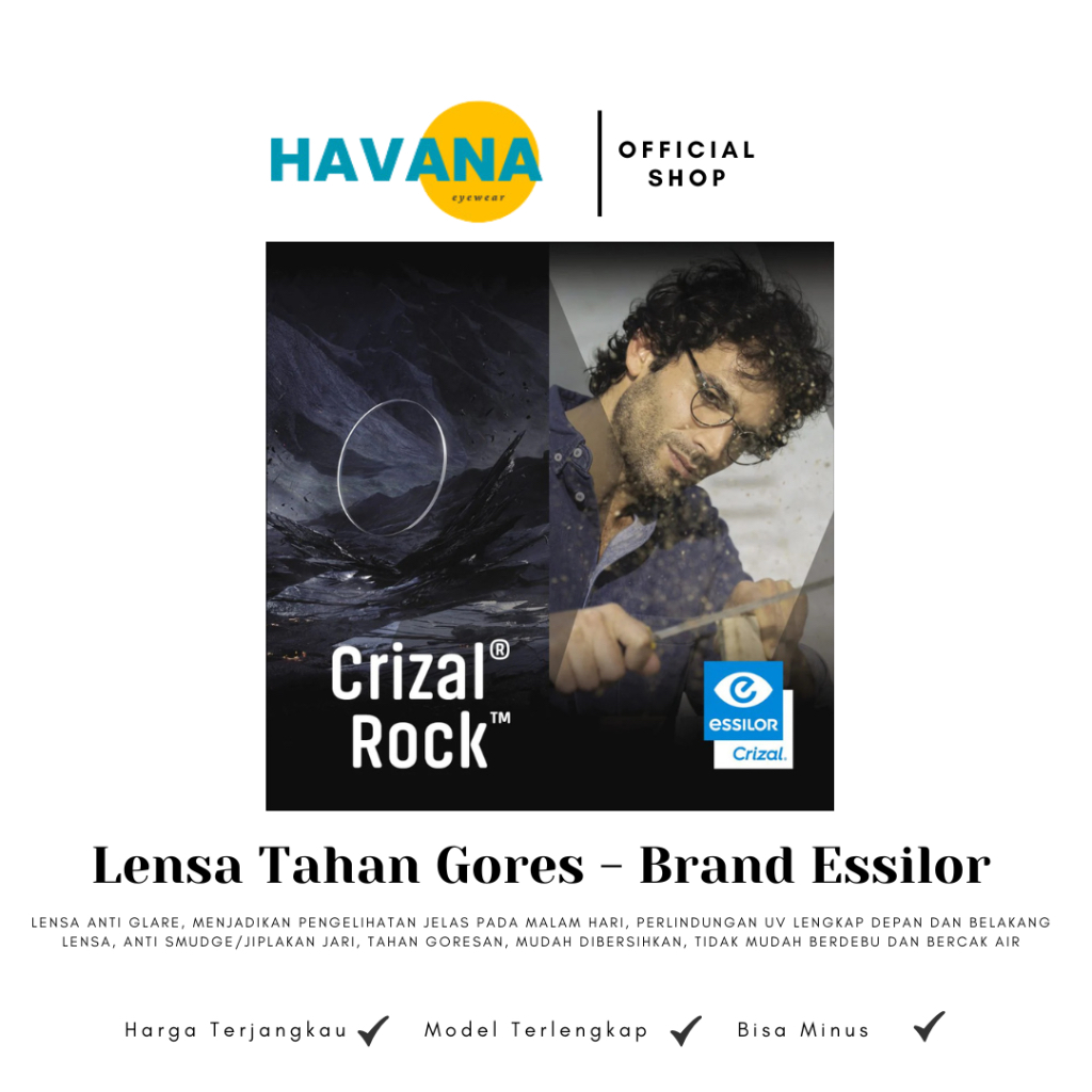 Jual HAVANA EYEWEAR - LENSA ESSILOR CRIZAL ROCK LENSA TAHAN GORES ANTI ...