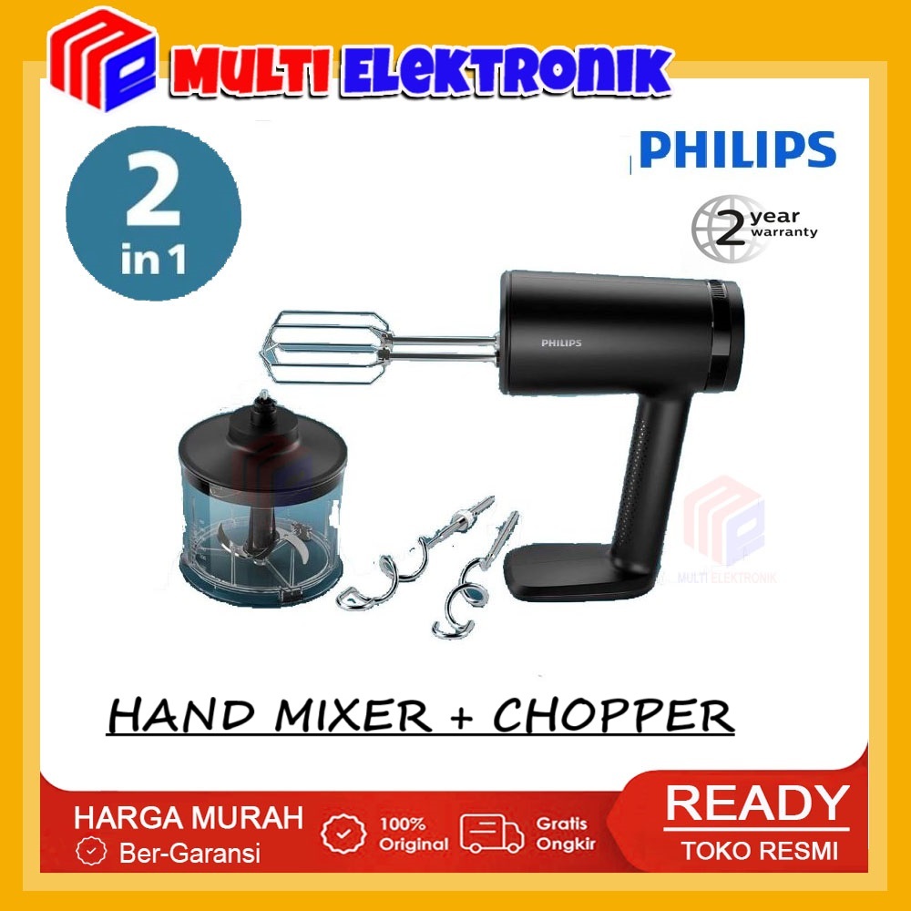 Jual Philips HR3781/30 Hand Mixer 5000 Series 300W - 2in1 Mixer and Chopper Kapasitas 500ml ...