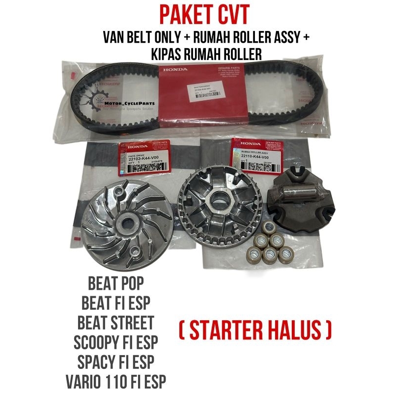 Jual Paket CVT Van Belt Only + Rumah Roller Assy + Kipas Rumah Roller Honda Beat Pop Beat Fi Esp ...