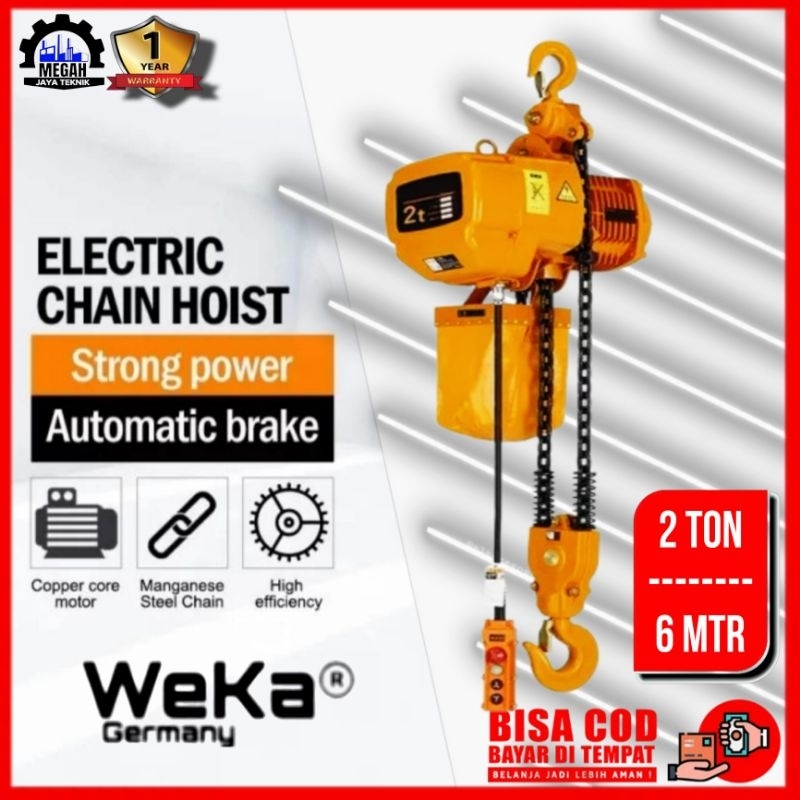 Jual ELECTRIC CHAIN HOIST 2 TON 6 MTR 220V/1 PHASE WEKA GERMANY (DOBLLE ...