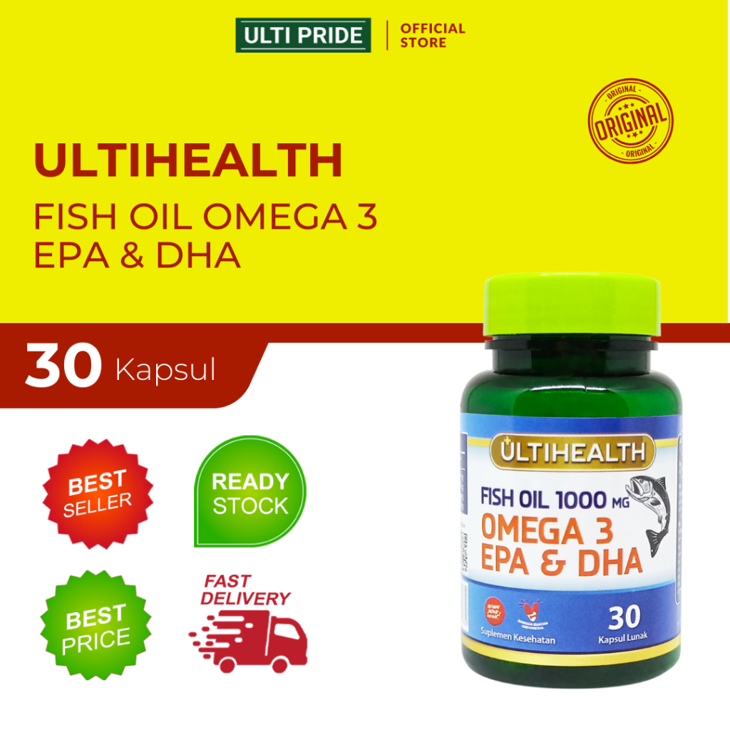 Jual ULTIHEALTH FISH OIL 1000mg OMEGA 3 EPA DAN DHA ISI 30 & 100 KAPSUL ...