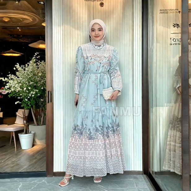 Jual Fanmu Gamis Pesta Mewah Elegan Wanita Dress Muslim Terbaru