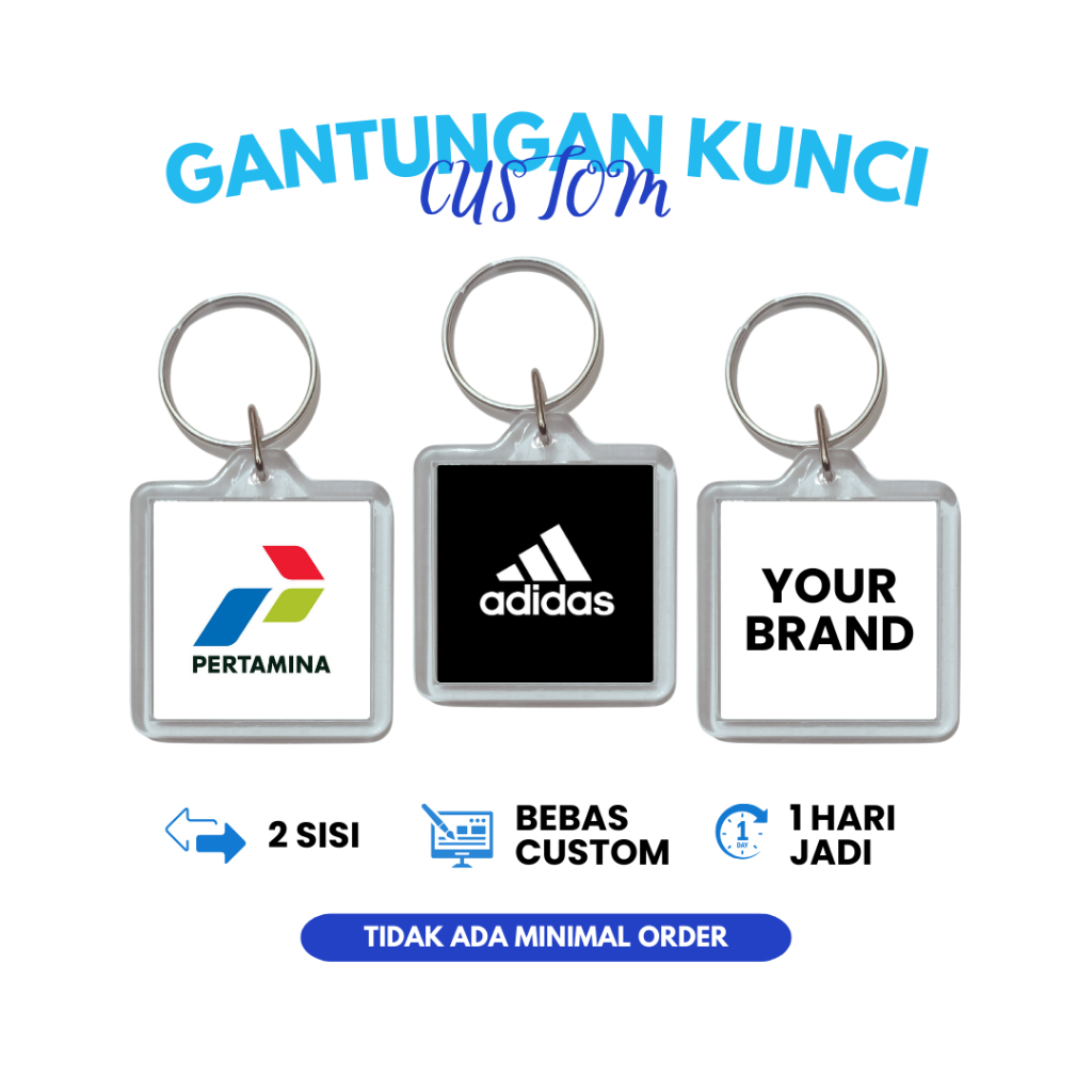 Jual Gantungan Kunci Custom Logo Akrilik 2 Sisi Ganci Nama Brand ...
