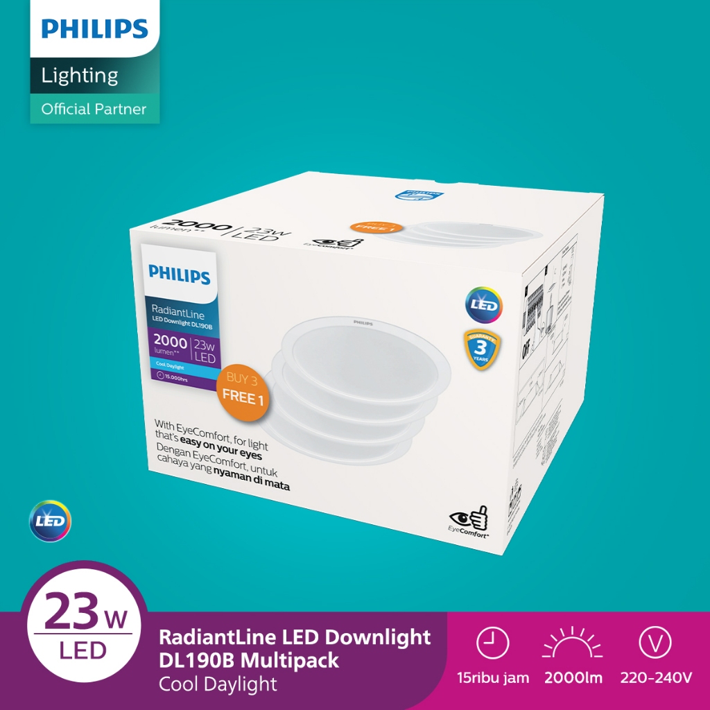Jual Lampu Philips Radiantline Multipack Downlight DL190B D200 23W 65K ...
