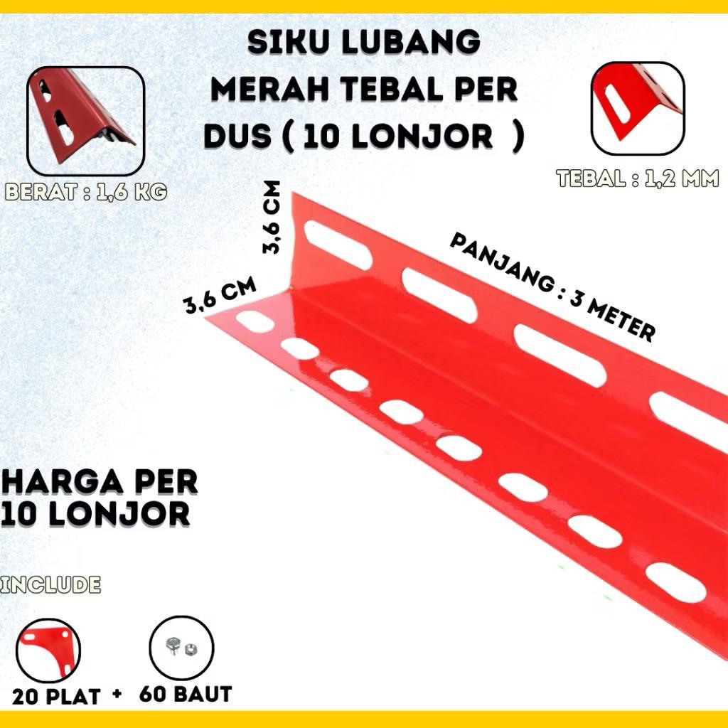 Jual Per Dos ( 10 Lonjor ) Siku Lubang 16KG Panjang 3 Meter 36x36mm ...