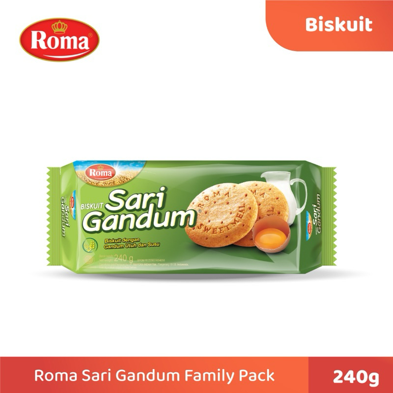Jual ROMA SARI GANDUM 240G | BISKUIT GANDUM UTUH DAN SUSU | ROMA SWEET ...
