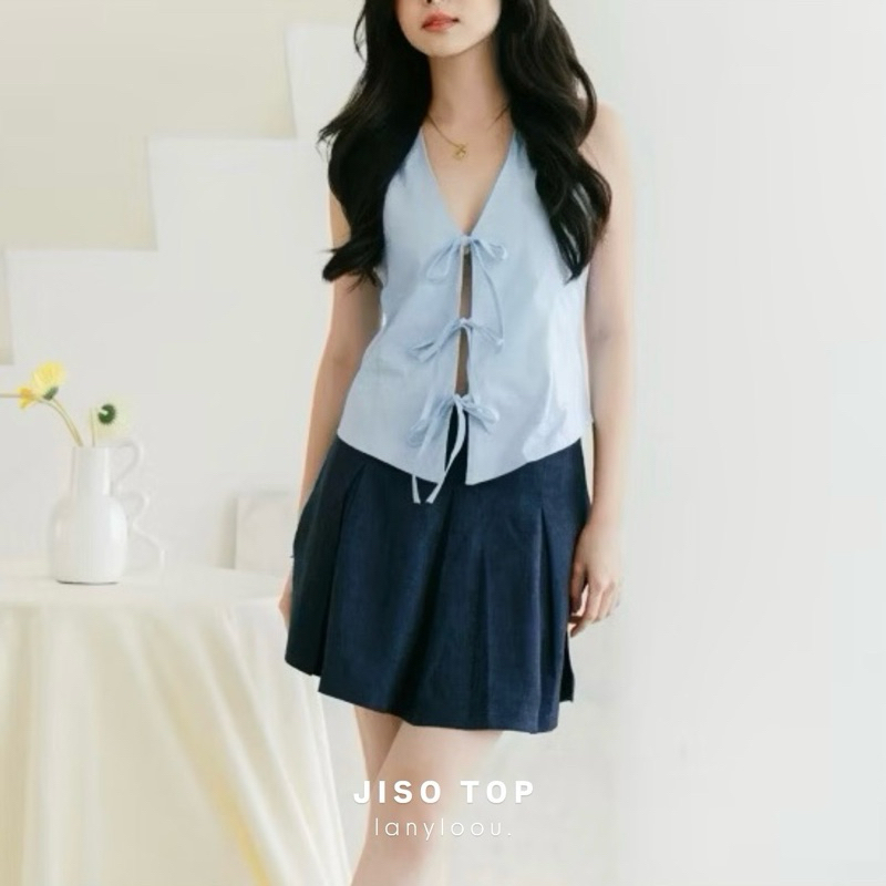 Jual JISO TOP - lanyloou | ribbon vest | coquette top | vintage retro ...