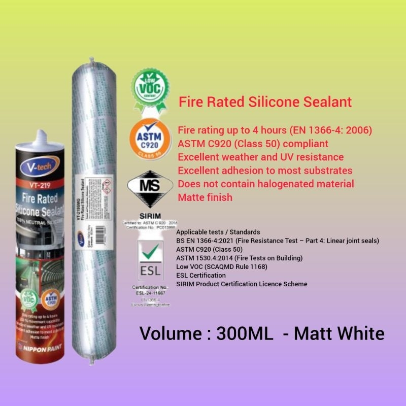 Jual Sealant Fire Stop/ Sealant Tahan Api/VT-219 Fire Rated Silicone ...