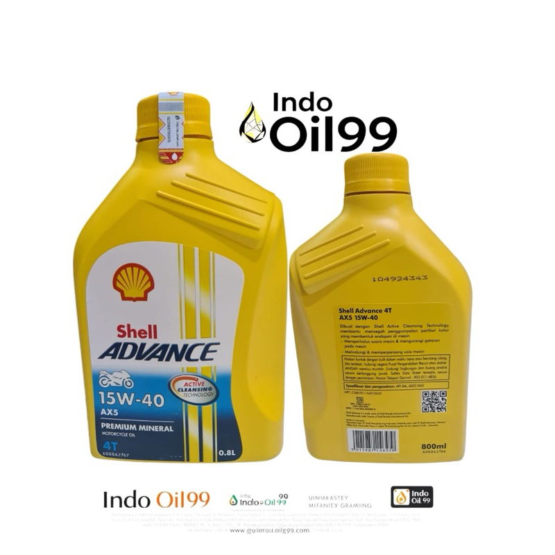 Jual Oli Shell Advance AX5 800ML Oli Motor Bebek 4Tak SAE 15W-40 Manual ...