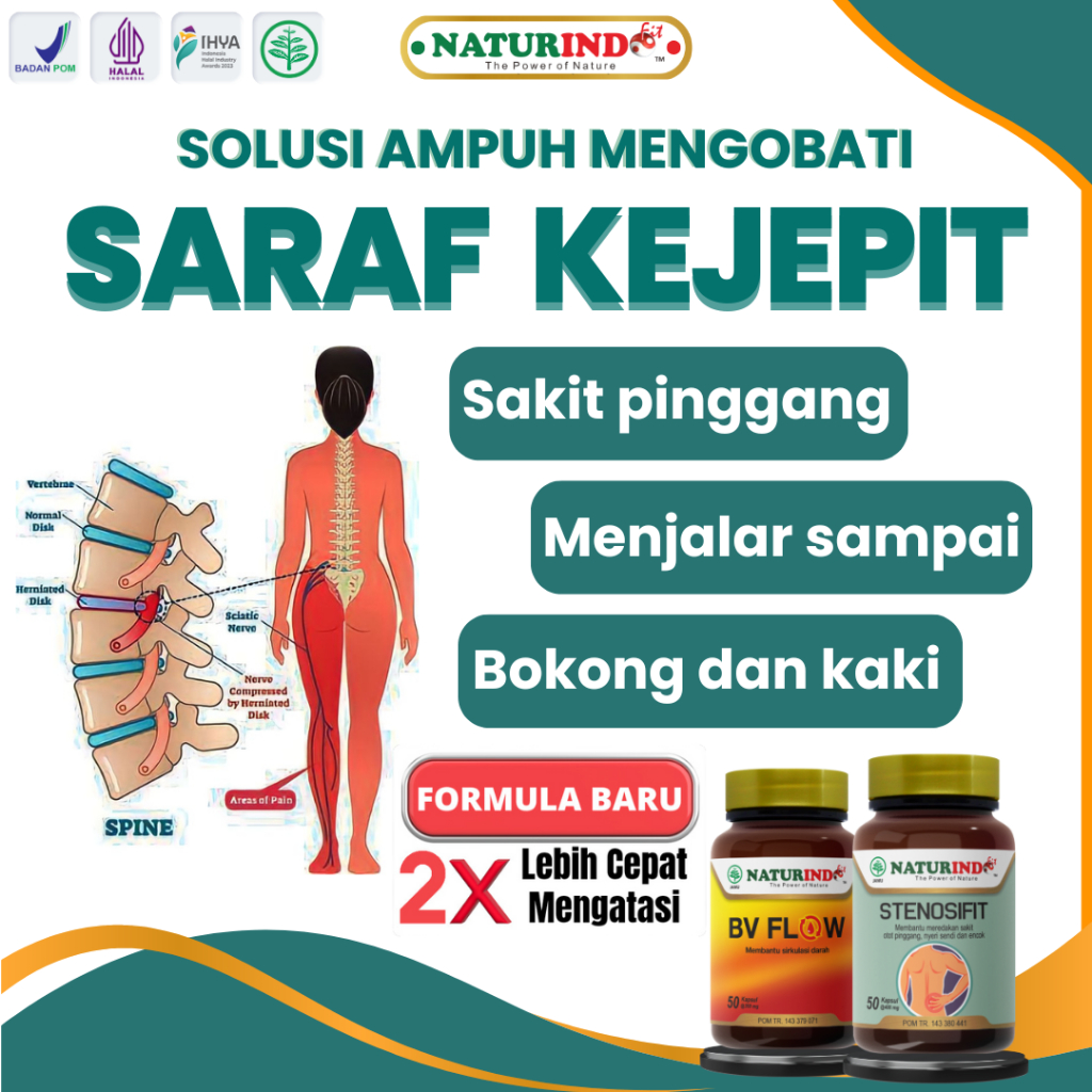 Jual Obat Saraf Kejepit Sakit Pinggang Nyeri Bokong Sampai Kaki Stenosifit Isi 50 Kapsul ...