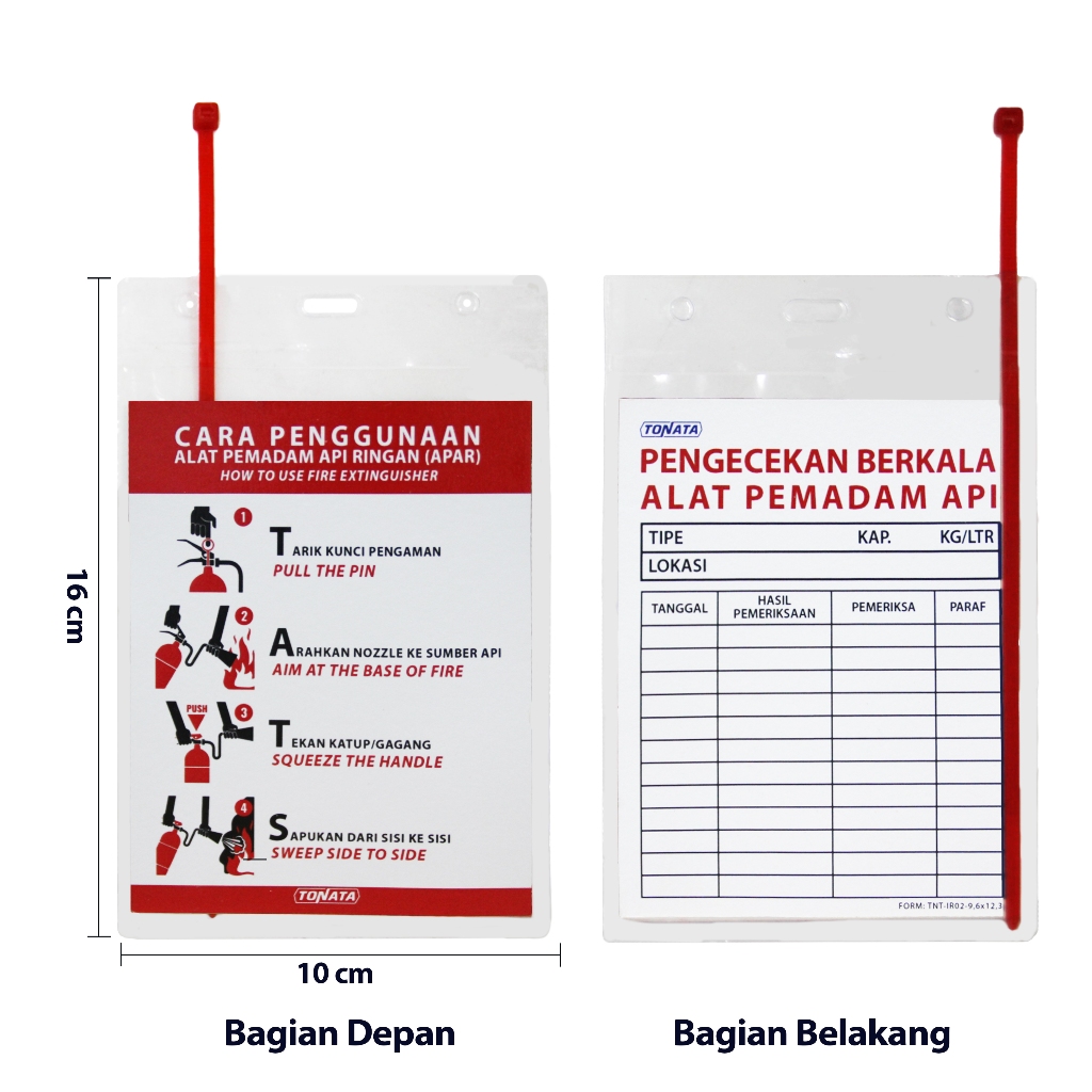 Jual Kartu Pengecekan APAR Tonata / Record Tag Card / Checklist ...