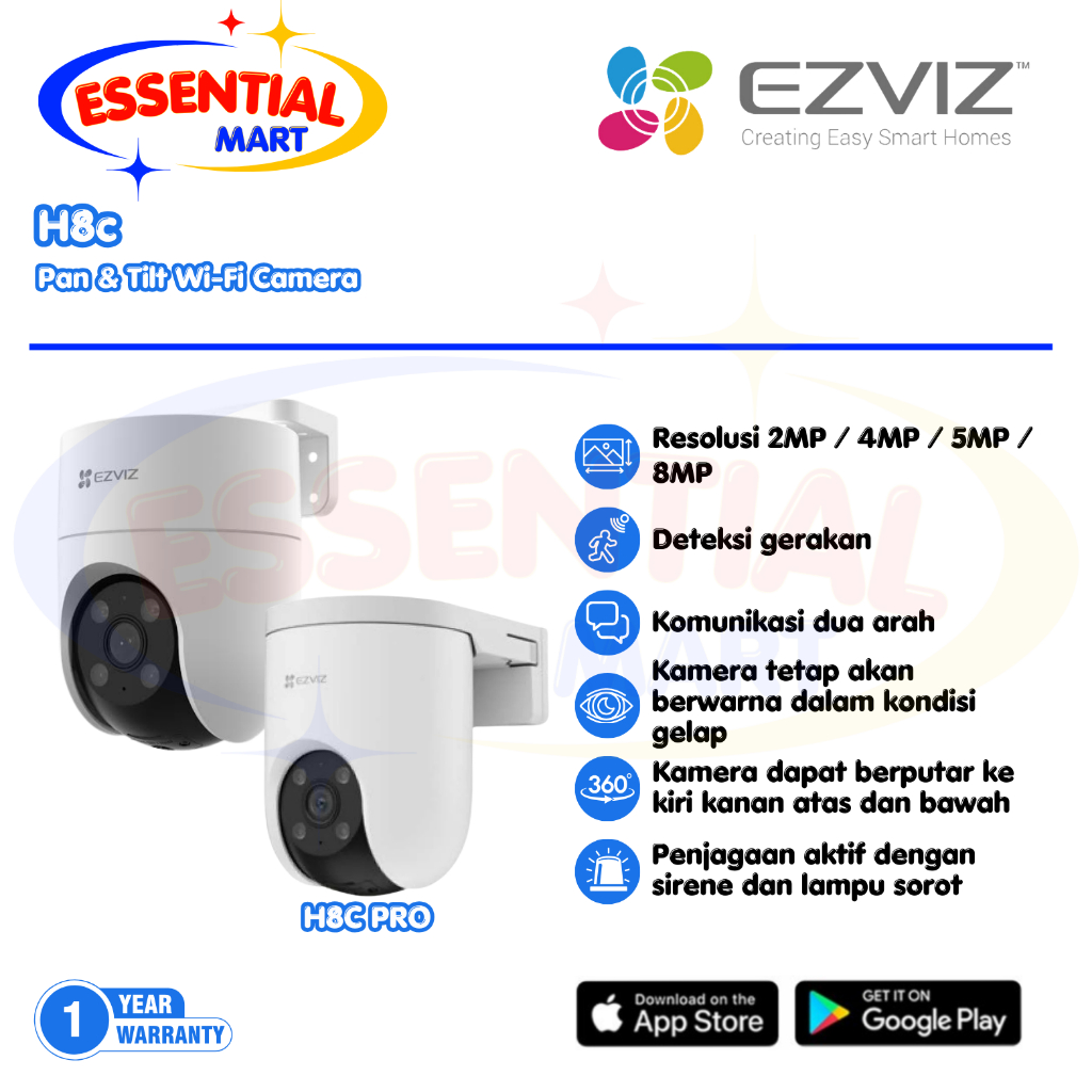 Jual CCTV EZVIZ H8C 2MP / 4MP / 5MP / 8MP Smart Home IP Camera Outdoor ...