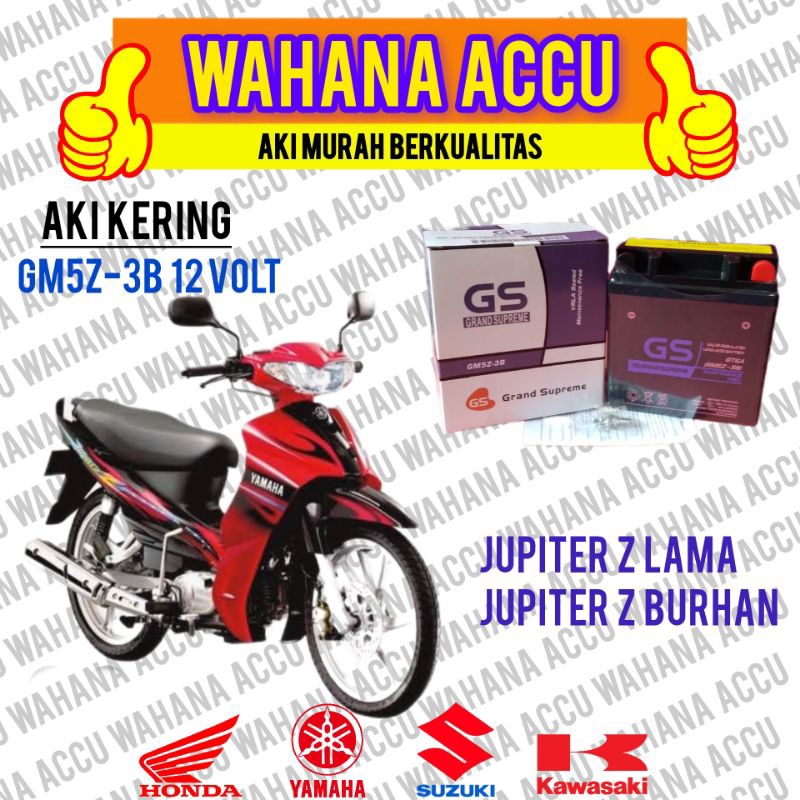 Jual AKI MOTOR JUPITER Z LAMA, JUPITER Z BURHAN, AKI KERING GS GM5Z-3B GRAND SUPREME 12V 5AH ...