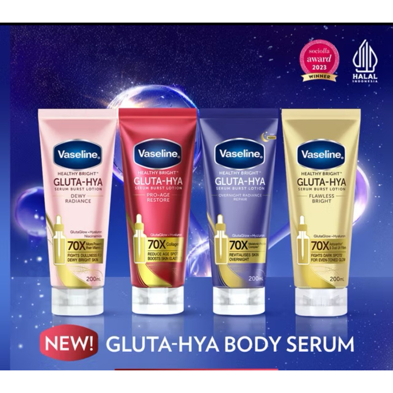 Jual VASELINE HB GLUTA HYA SERUM BURST UV LOTION 200ML / 330ML/ sunscren spf 50 170ml | Shopee ...