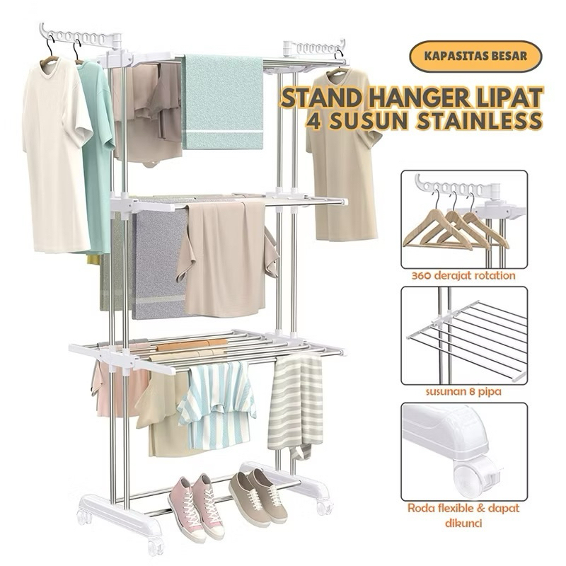 Jual RAK Jemuran Pakaian Jemuran Lipat Serbaguna Gantungan Jemuran ...