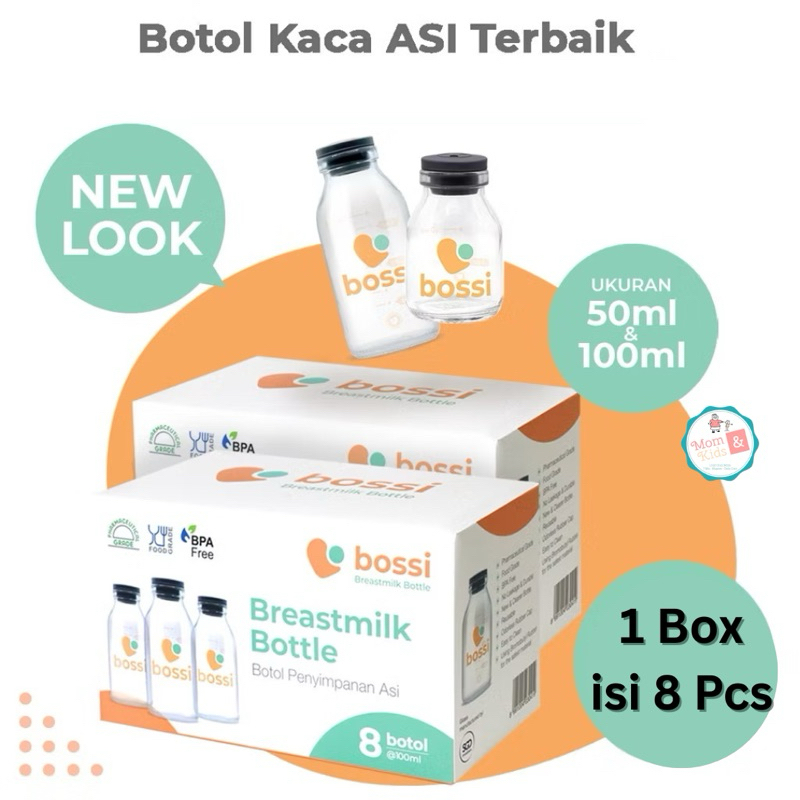 Jual Bossi Botol Kaca ASI 50ml 100ml (1 Box isi 8 Pcs) | Breastmilk ...