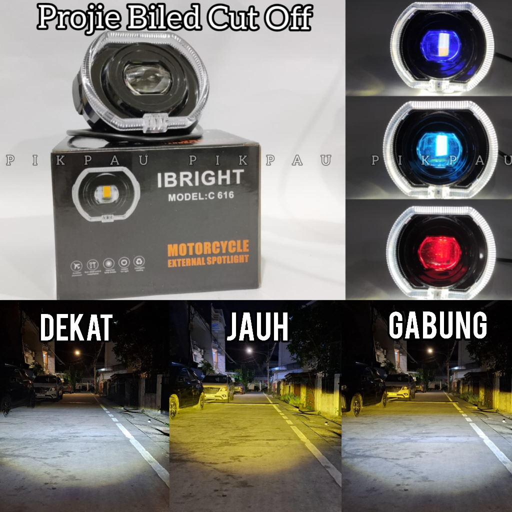 Jual IBRIGHT Lampu Utama Projie Biled Cut Off Original C616 Body Black Premium Dengan Shroud Dan ...