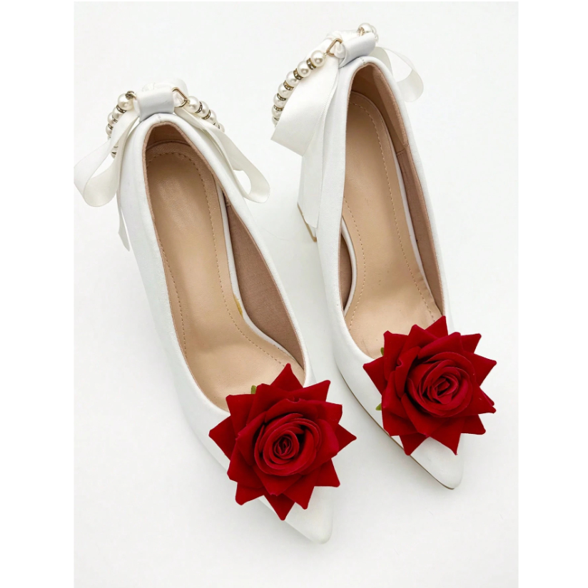 Jual Bestselling Removable Velvet Rose Flower Shoes Clips, Fashion ...
