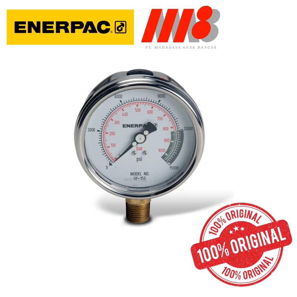 Jual Hydraulic Pressure Gauge 1/2'' NPTF ENERPAC Max 15.000 Psi GP15S ...