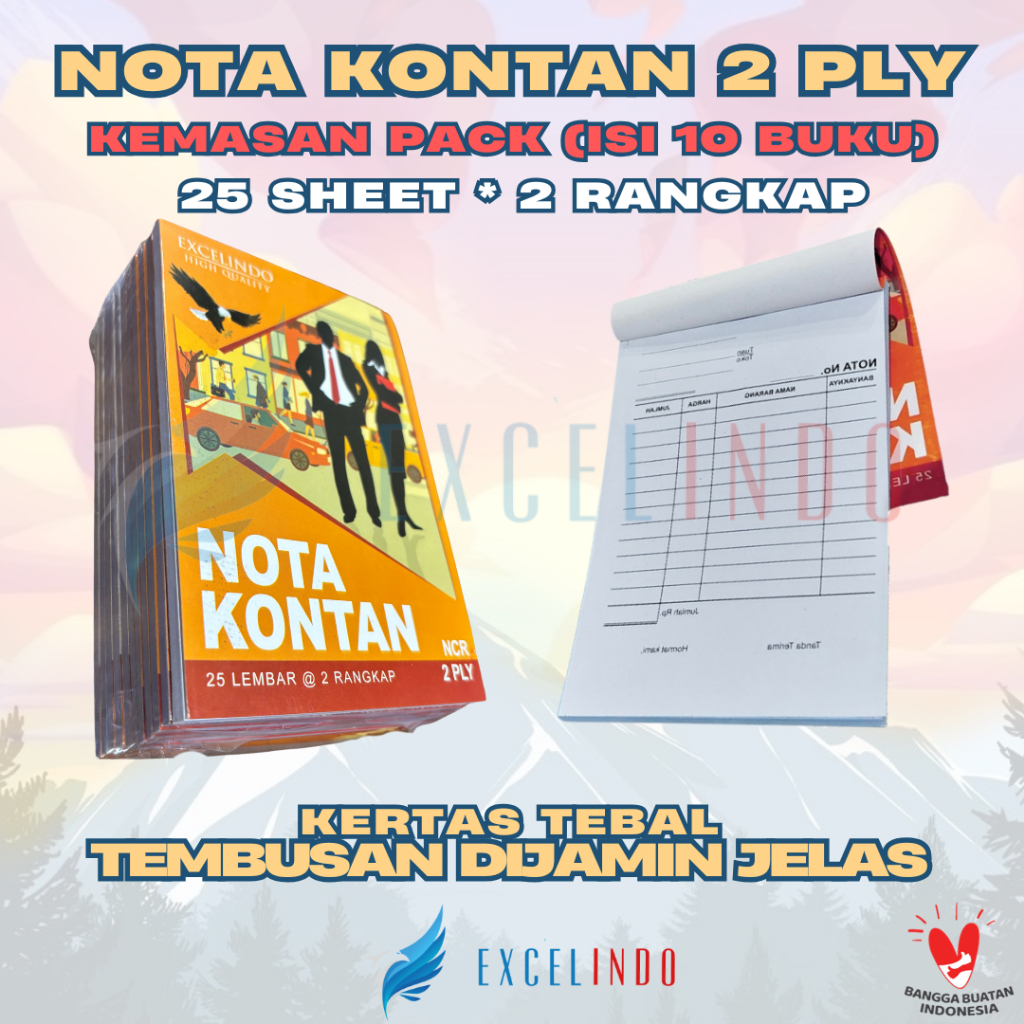 Jual (10 BUKU/ 1 PACK) Excelindo Buku Nota Kontan 2 ply Kecil NCR ...
