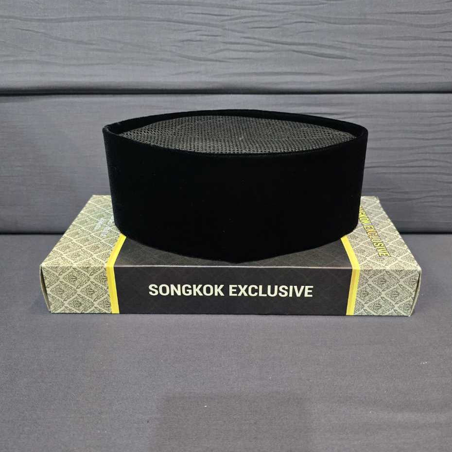 Jual Songkok Kopyah Hitam Full AC Tinggi 9 cm / Peci Hitam Full AC ...