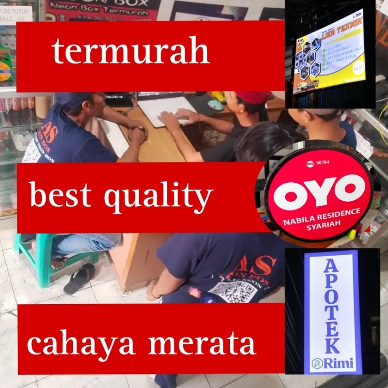 Jual neon box custom akrilik Diameter 30 cm 2 sisi outdoor free bracket ...