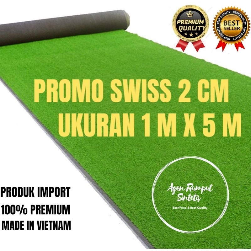 Jual KARPET RUMPUT SINTETIS 1 ROLL 1X5 METER TIPE SWISS PREMIUM TEBAL 2 ...