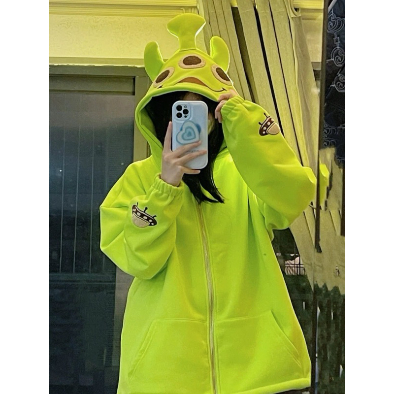 Jual 【Milkteas】 Green Alien Jacket | Jaket Hoodie Karakter Alien Hijau ...
