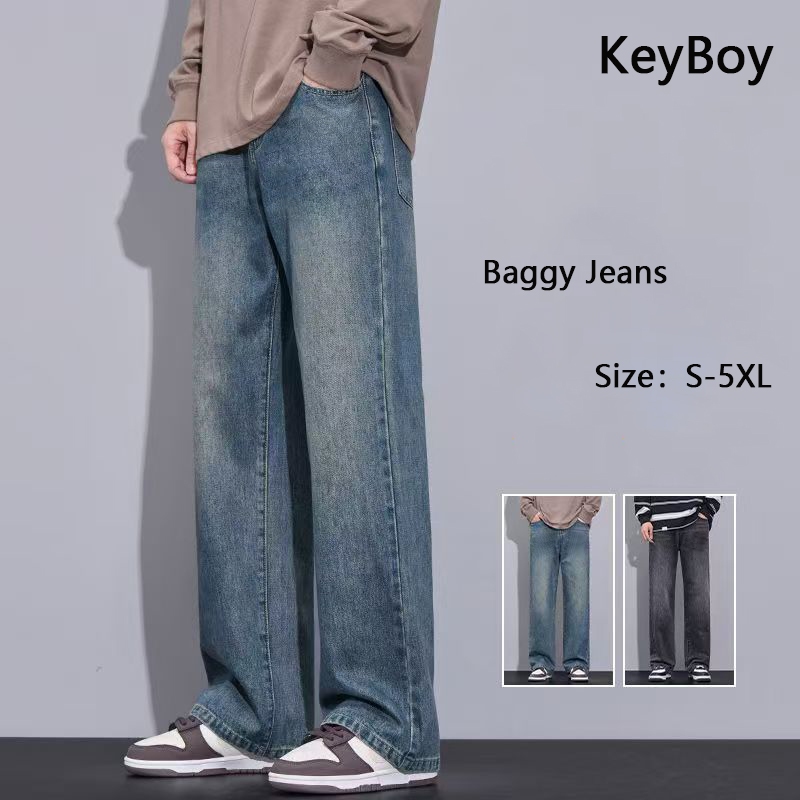 Jual KeyBoy celana jeans panjang pria baggy pants celana kulot fashion denim casual straight ...