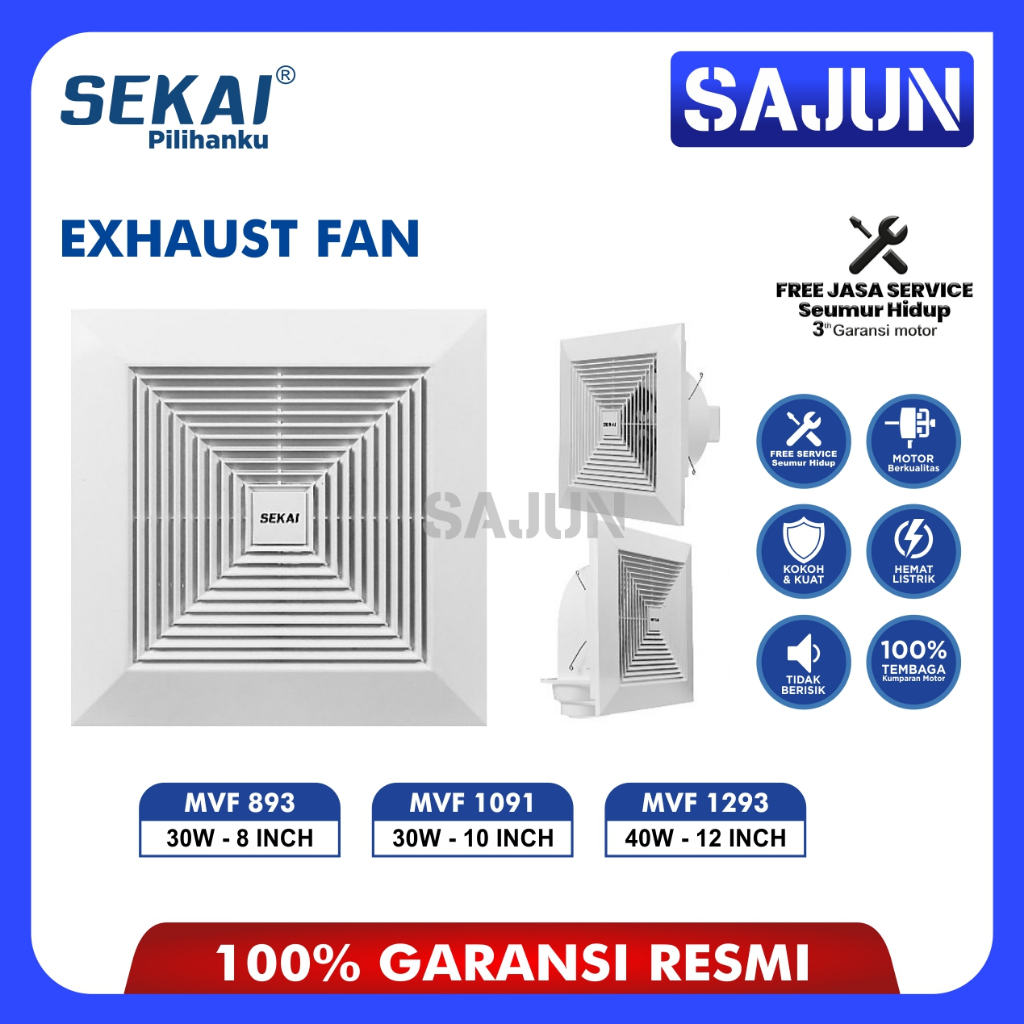 Jual SEKAI Exhaust Fan 30 Cm / 12 Inch MVF1293 Exhaust Plafon MVF-1293 | Shopee Indonesia