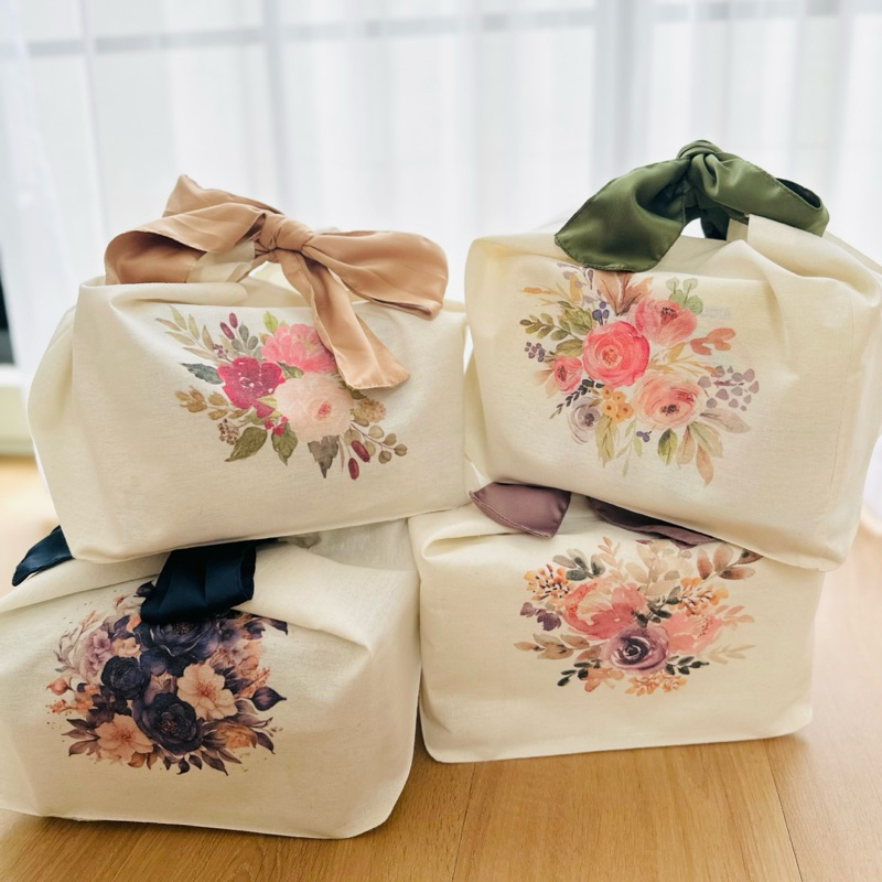 Jual BENTO BAG VELVET FLOWER // Bag box nasi kotak 25x25x25 cm // Tas ...