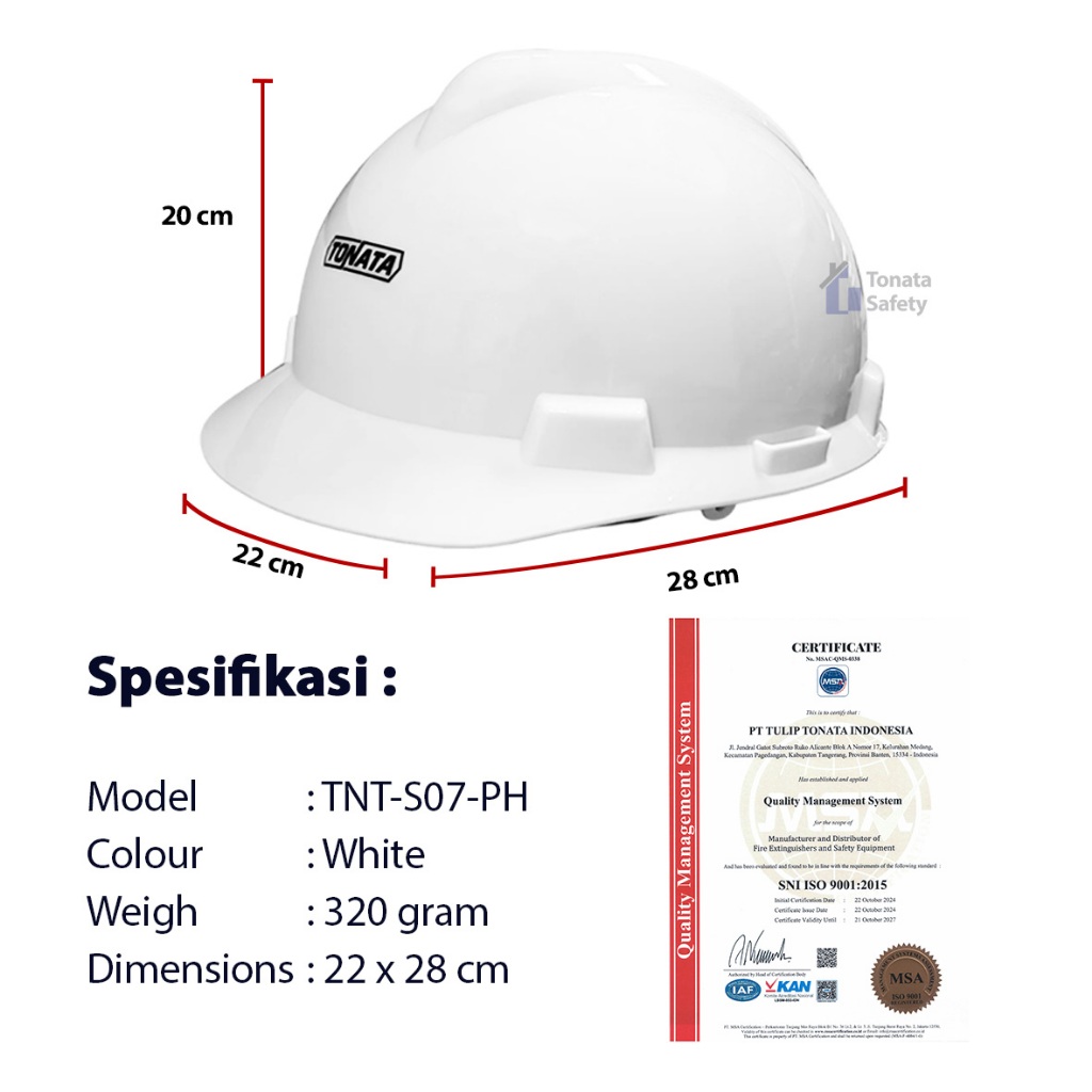 Jual Safety Helmet Heavy Duty Tonata / Helm Proyek Include Inner Fast ...