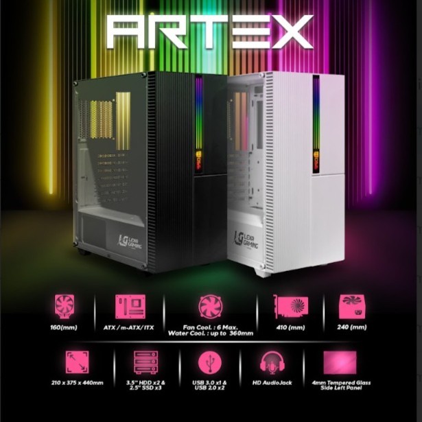 Jual Casing PC Gaming Hose Lexa Artex ATX Tempered Glass | Shopee Indonesia